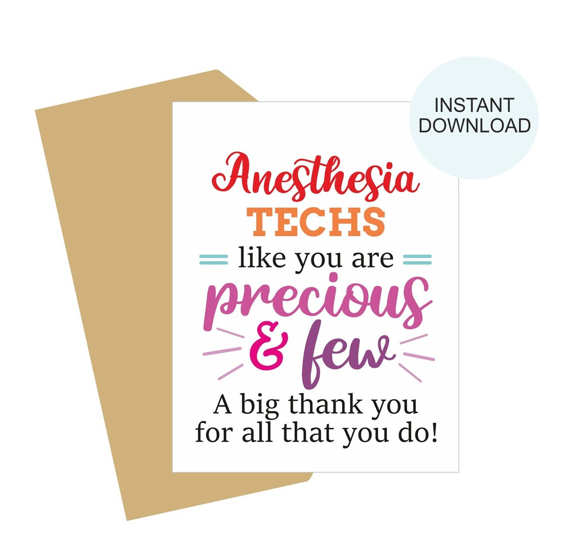 Anesthesia Technician Card Printable / Anesthesia Tech Card / - Etsy