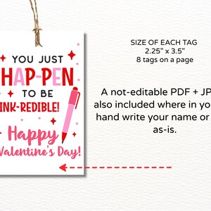 Valentine Pen Gift Tags Printable / Hap-pen to Be Inkredible Tag ...