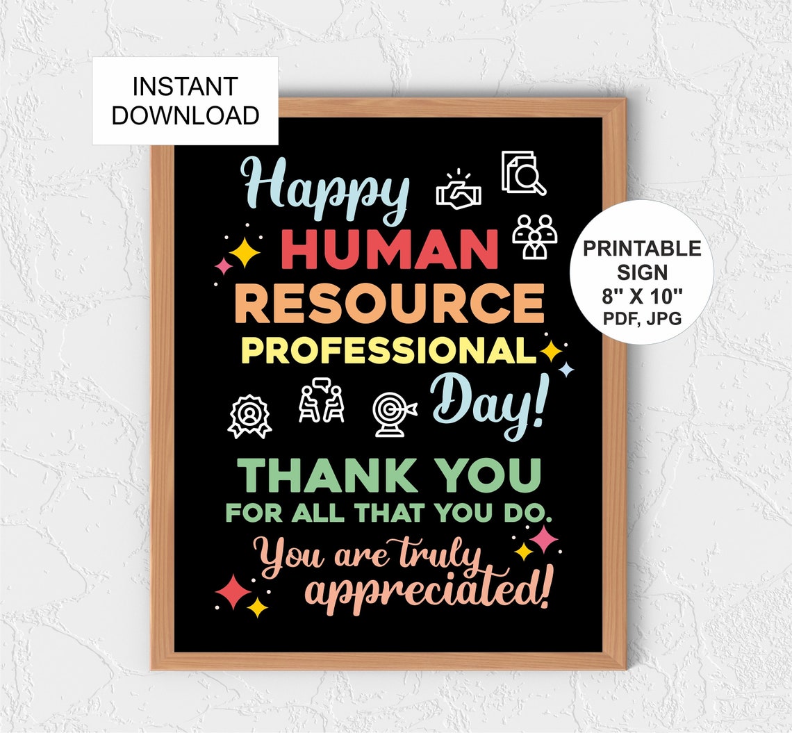 HR Professional Day Sign Printable / HR Professional Appreciation Sign ...