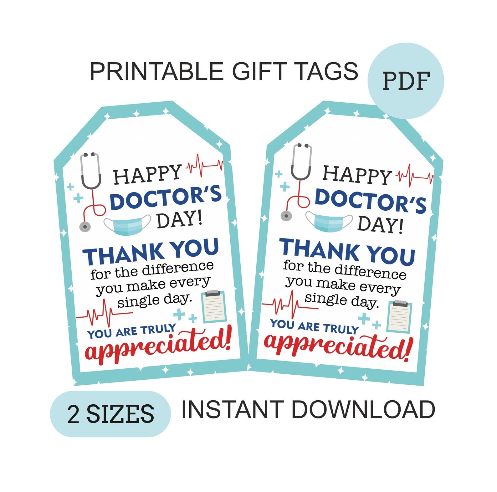 Doctor's Day Tags Printable / Doctor's Day Appreciation Tags / Doctor ...