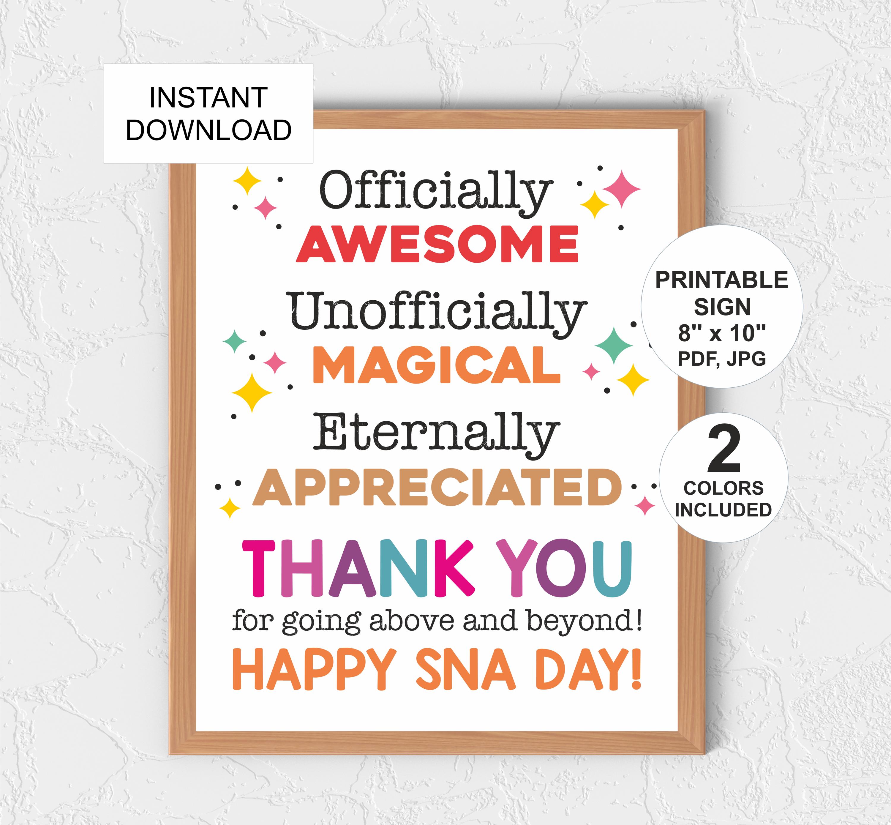 SNA Day Appreciation Sign Printable / SNA Day Poster / Special Needs ...