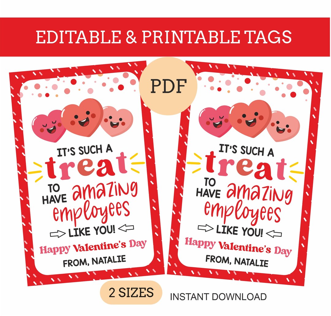 Editable Valentine Employee Appreciation Tags Printable / Valentine ...