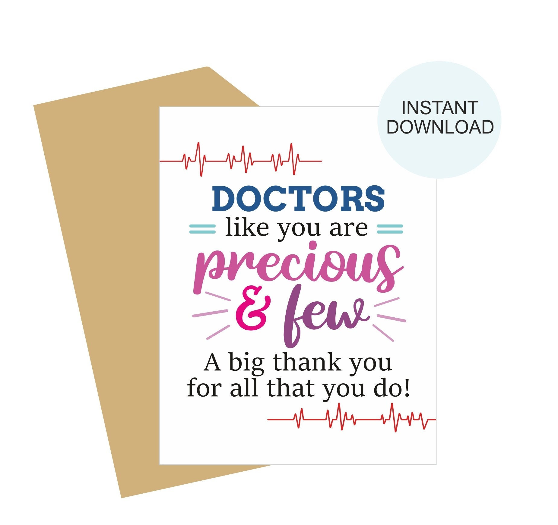 Doctor Thank You Card Printable / Doctor's Day Card / Doctor Card ...