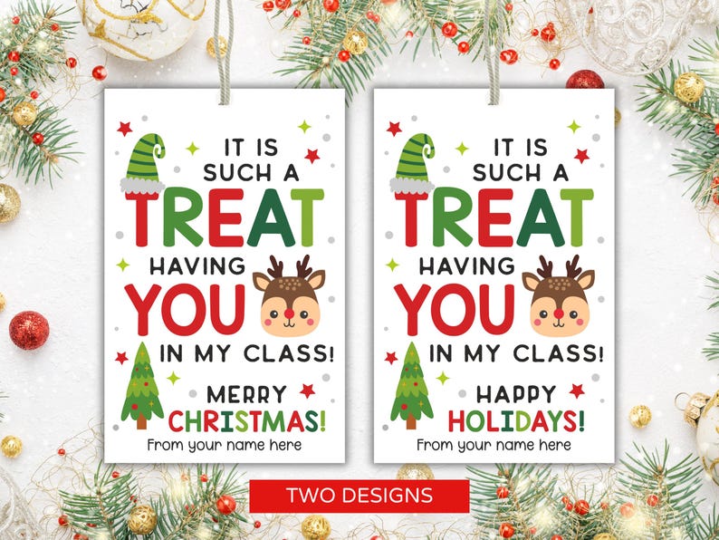Christmas Student Gift Tag Printable / Holiday Student Gift Tag ...
