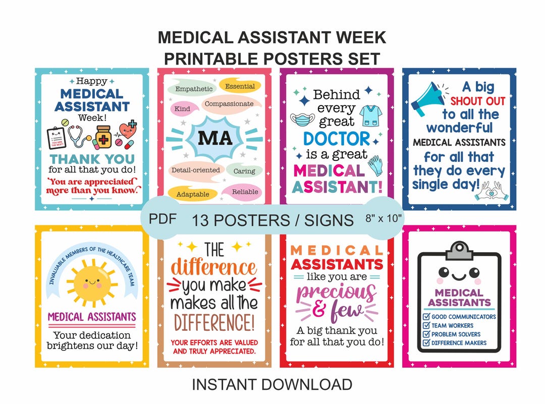 Medical Assistant Week Signs Set of 13 Printable / MA Week Posters ...
