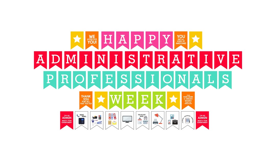 Colorful Administrative Professionals Week Banner Printable / PDF - Etsy