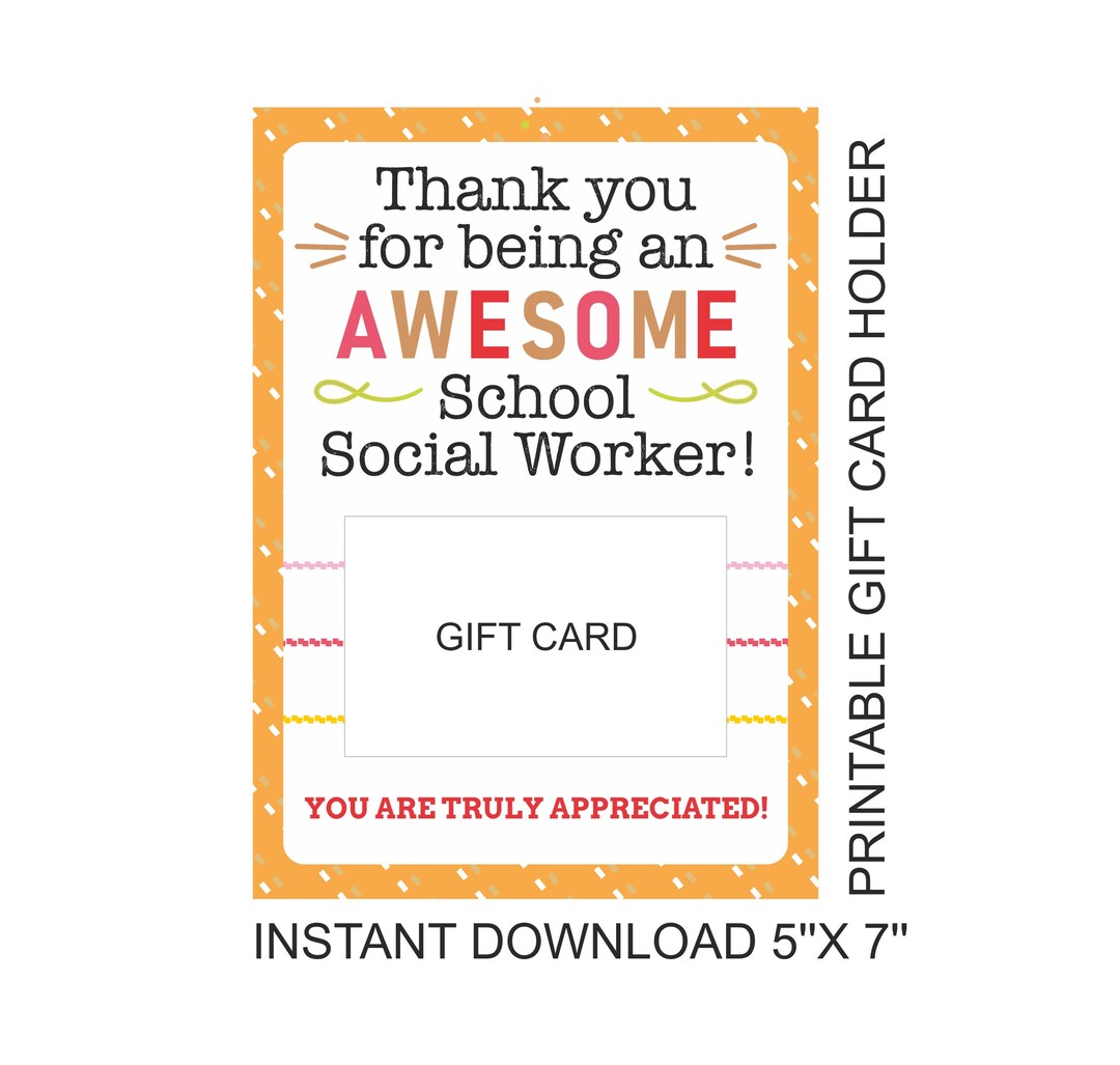 School Social Worker Gift Card Holder Printable / School Social Work ...