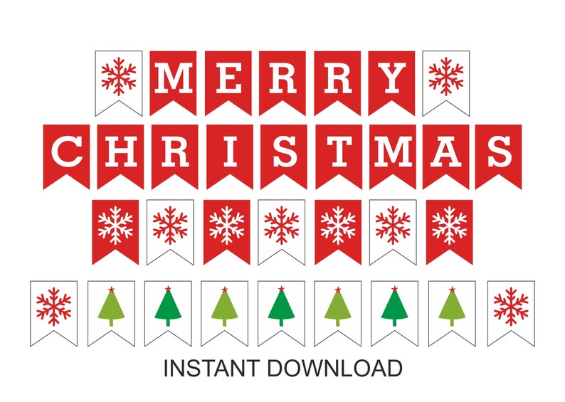 Merry Christmas Banner Printable / Christmas Banner Printable ...