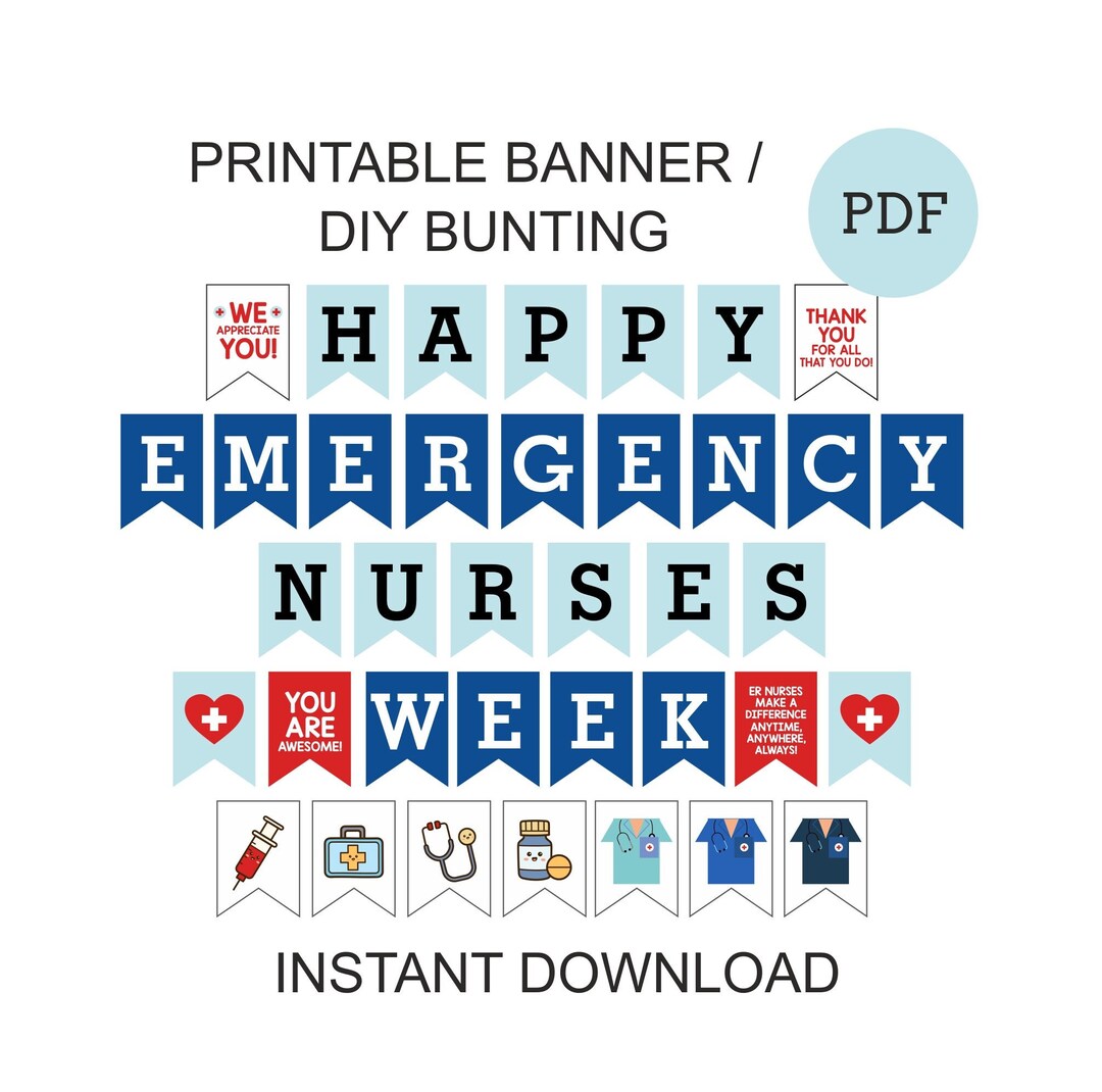 Blue Emergency Nurses Week Banner Printable / Emergency Nurse Week ...