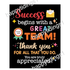 Team Appreciation Sign Printable / Team Thank You Sign / Employee ...
