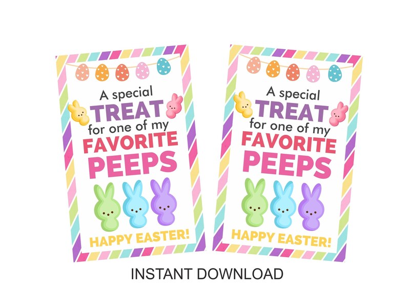 Peeps Tag Printable / Printable Peeps Gift Tag / Treats for My Peeps ...