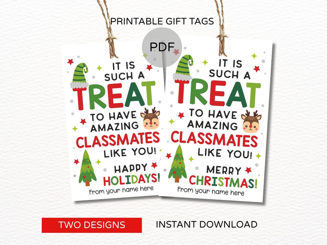 Christmas Classmate Gift Tags Printable / Christmas Class Tag ...