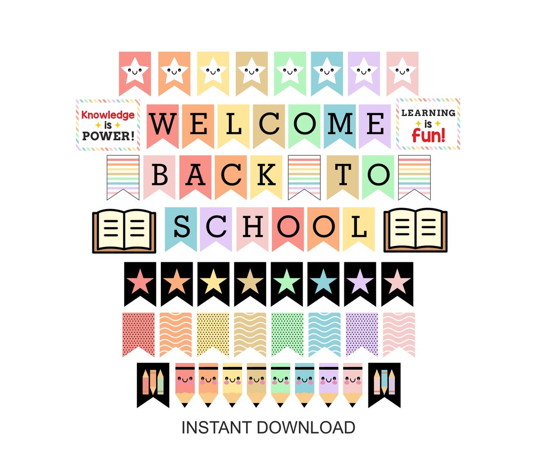 Back to School Banner Printable / Back to School Bulletin Board Pastel ...