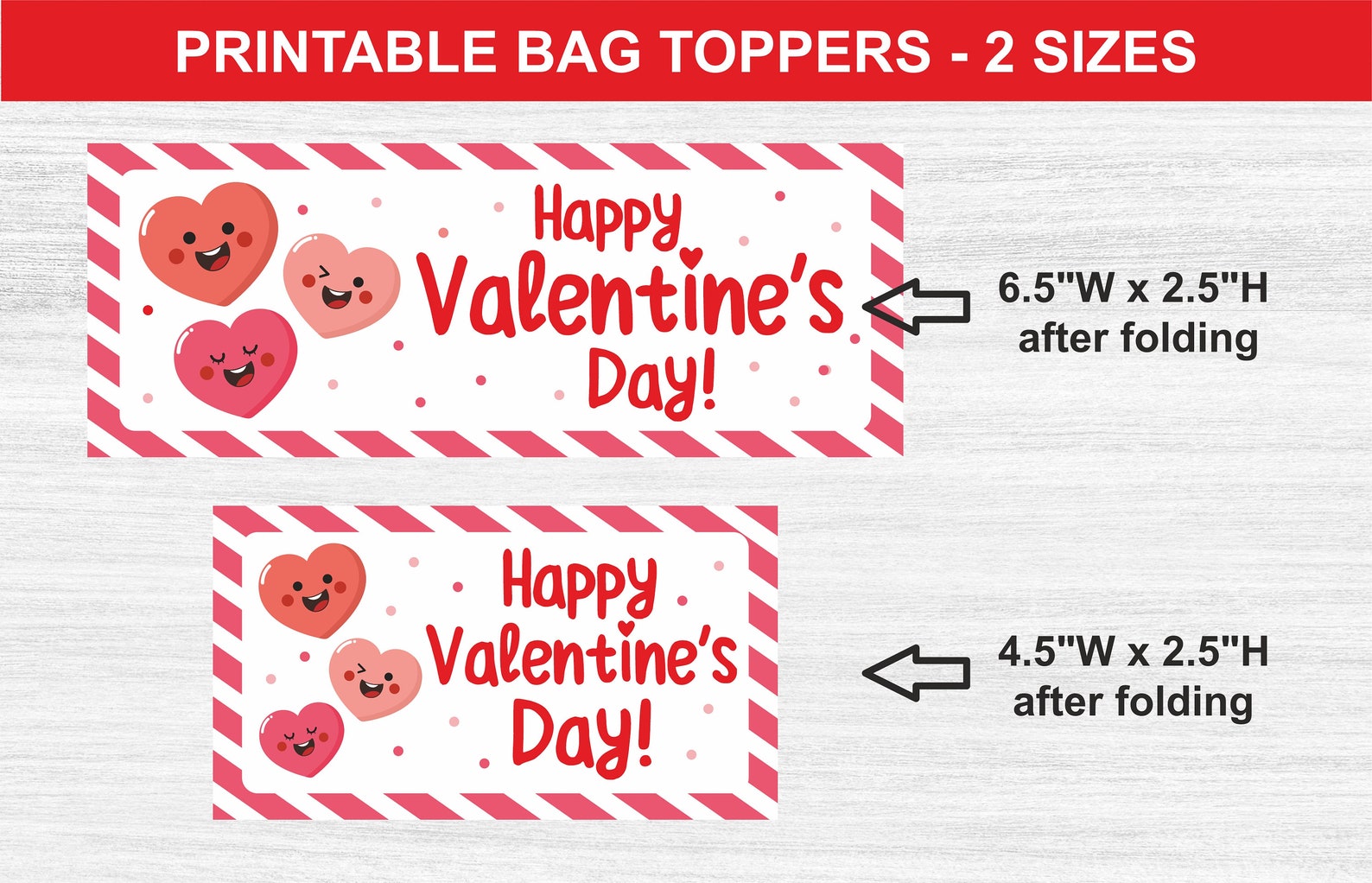Happy Valentine's Day Bag Toppers Printable / Valentine Bag Toppers / 2 ...