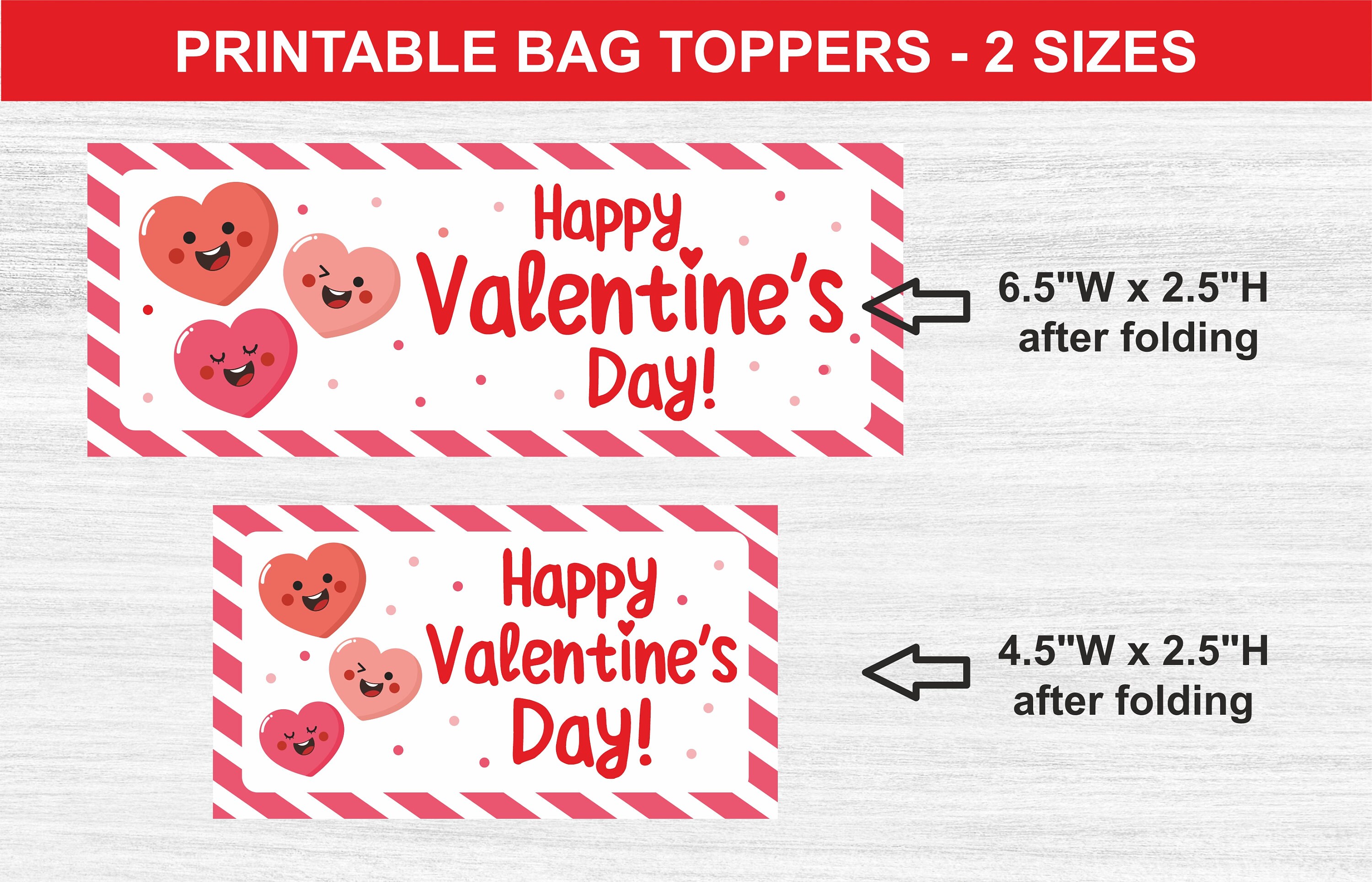 Happy Valentine's Day Bag Toppers Printable / Valentine Bag Toppers / 2 ...