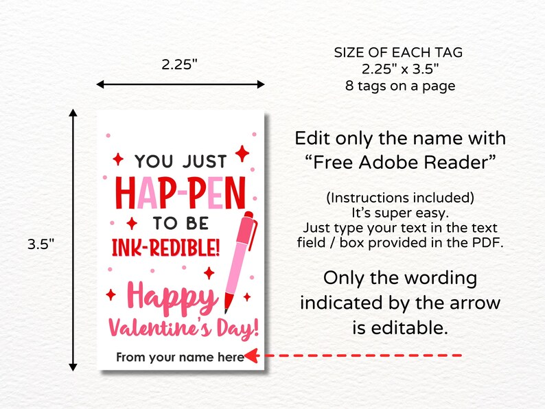 Valentine Pen Gift Tags Printable / Hap-pen to Be Inkredible Tag ...