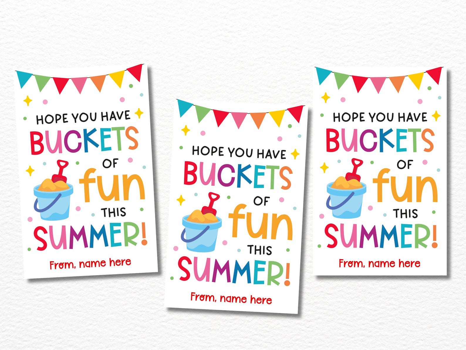 Summer Buckets of Fun Gift Tags Printable / End of School Year Buckets ...