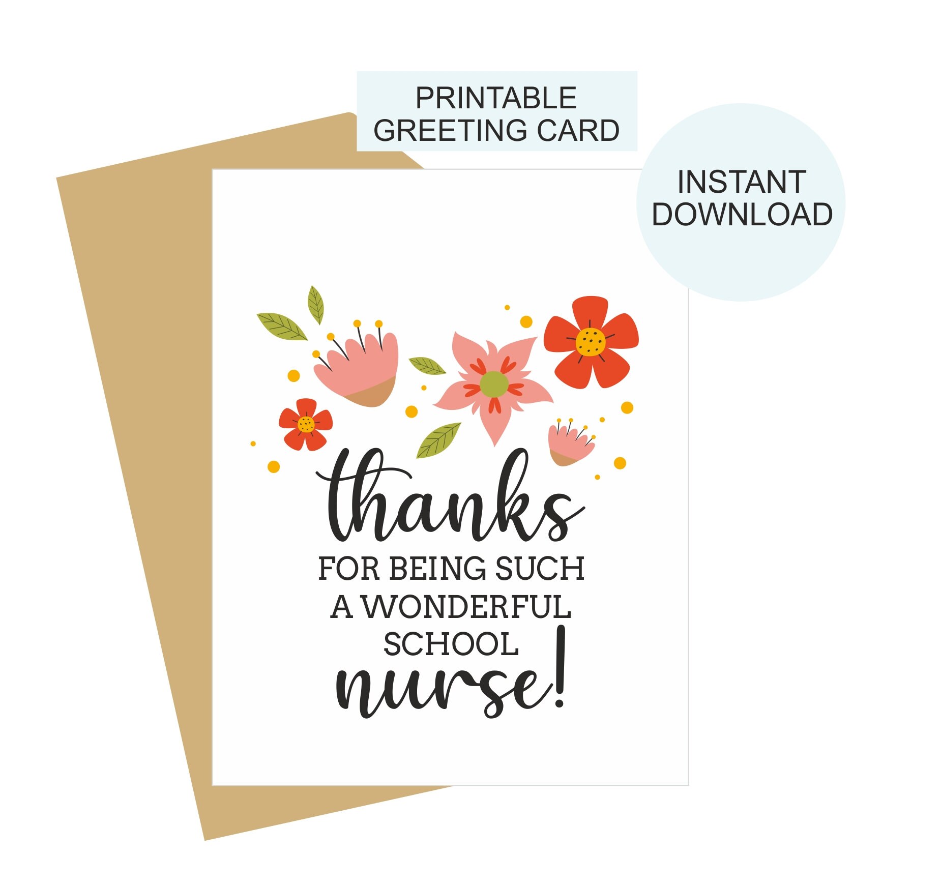 School Nurse Thank You Card Printable / School Nurse Card / School ...