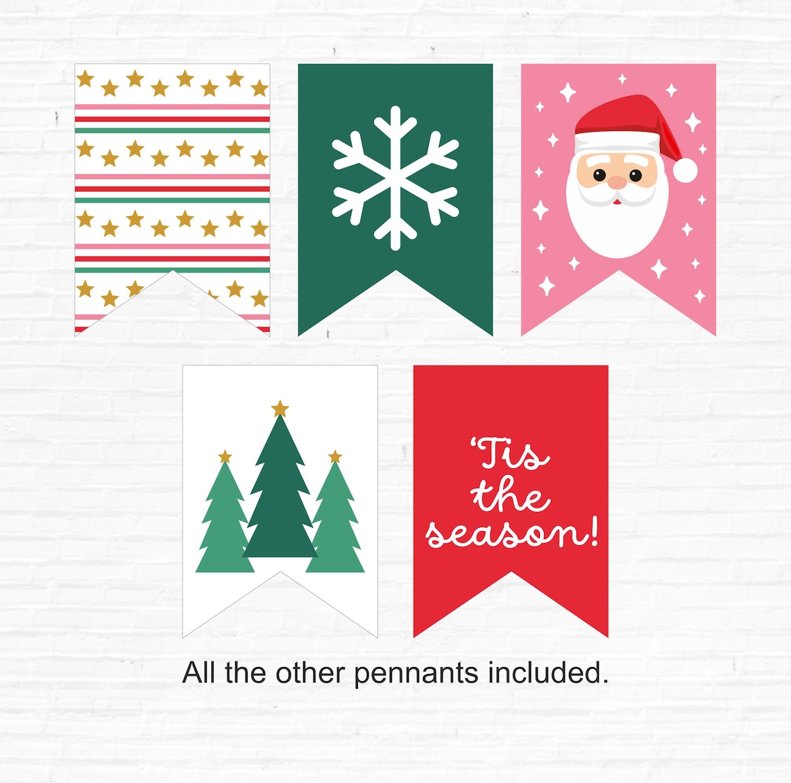 Merry Christmas Banner Printable Pink, Red and Green / Merry Christmas ...