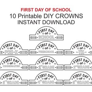 First Day of School Crown Printable / DIY Coloring Crown / First Day of ...
