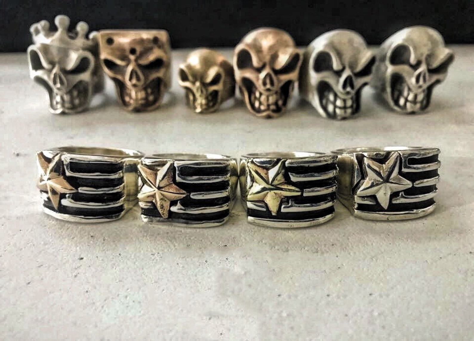 American Bad Ass Ring Sterling Silver Skull Ring Skull Ring - Etsy
