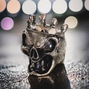 KING SINISTER W/ 1.34 Ct Stone Eyes Silver Ring Skull Ring Biker Ring ...