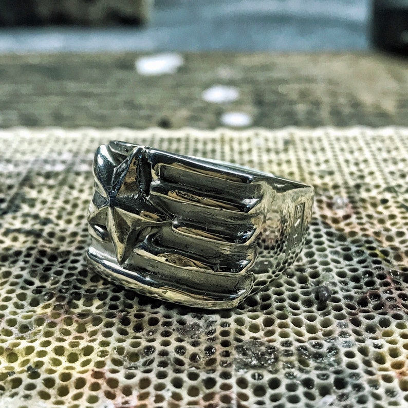 American Bad Ass Ring Sterling Silver Skull Ring Skull Ring - Etsy