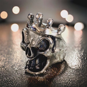 KING SINISTER W/ 1.34 Ct Stone Eyes Silver Ring Skull Ring Biker Ring ...
