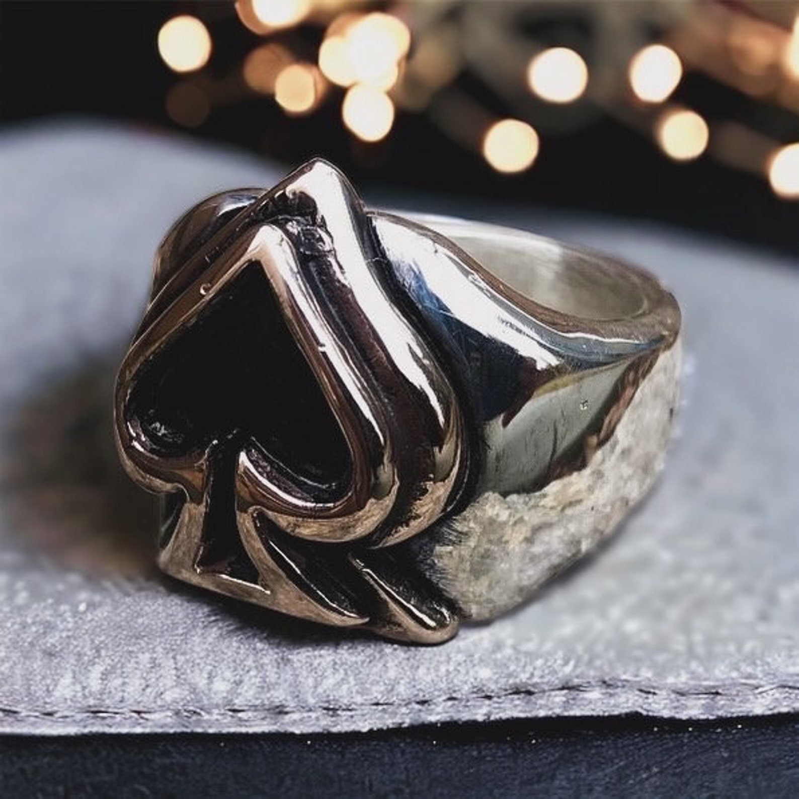 Stacked Spade Sterling Silver Skull Ring Skull Ring Biker Ring Men's ...