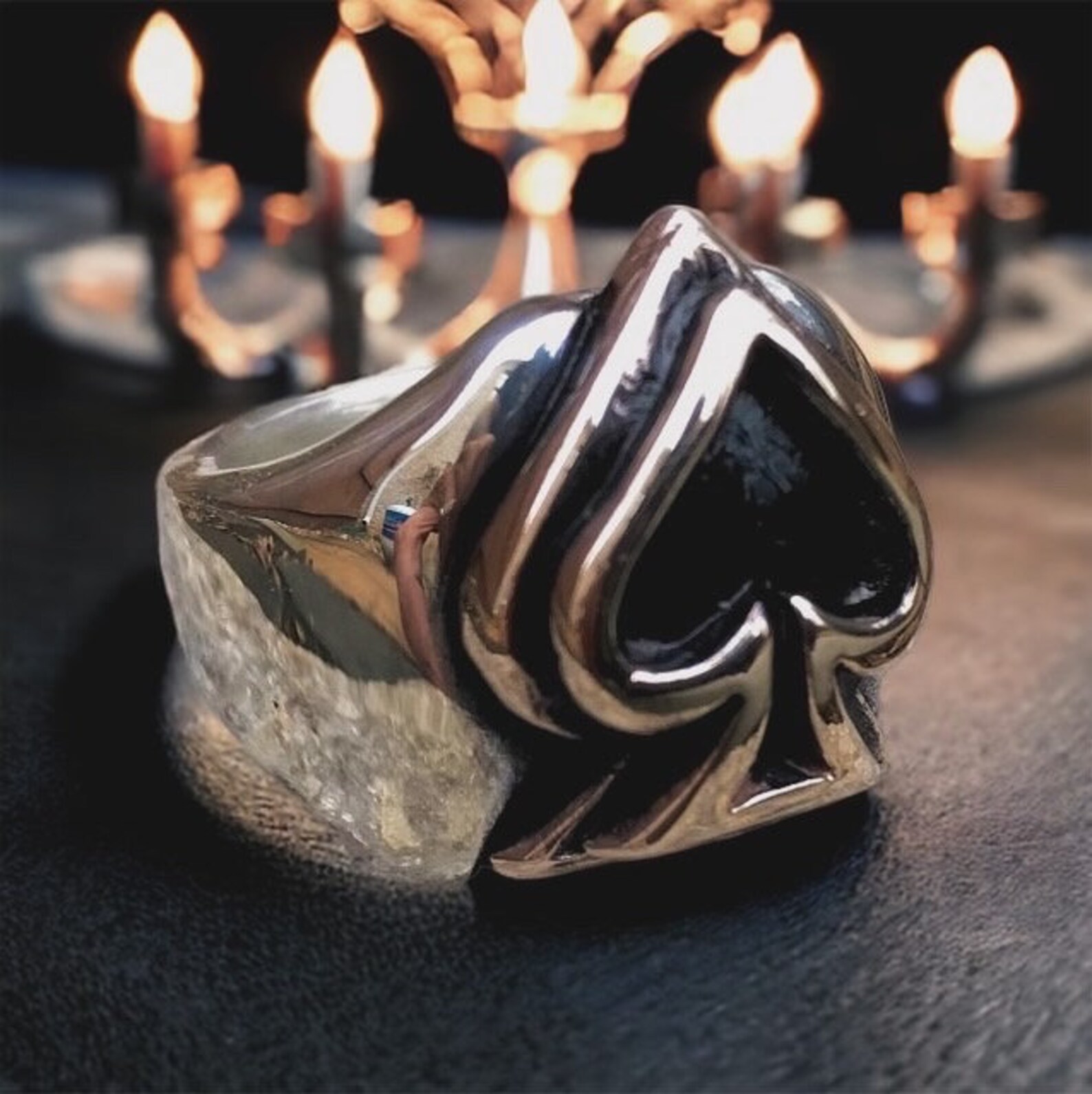 Stacked Spade Sterling Silver Skull Ring Skull Ring Biker Ring Men's ...