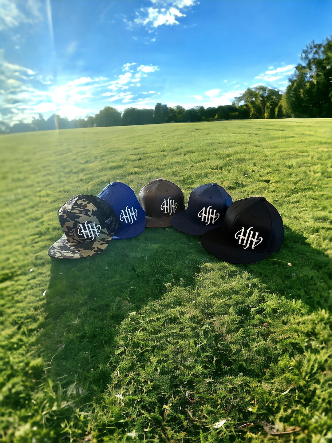 Heavy Hitters USA HH Logo Flexfit Flat Bill Hats Available in Black ...