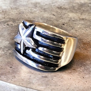 American Bad Ass Ring Sterling Silver Skull Ring - Skull Ring - Biker ...