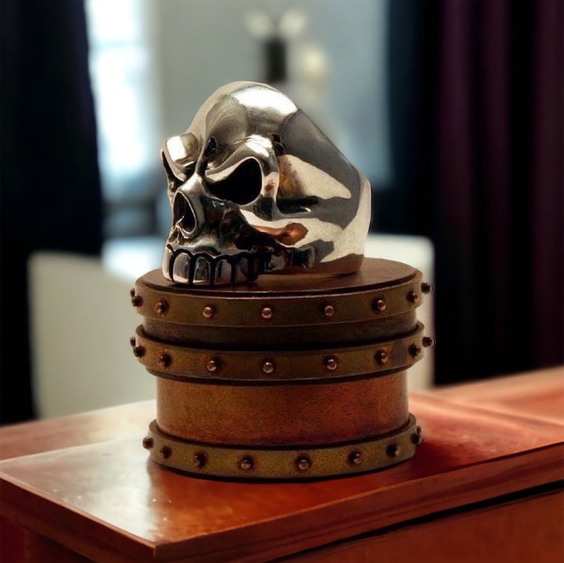 JAWLESS SINISTER Sterling Silver Skull Ring - Skull Ring - Biker Ring ...