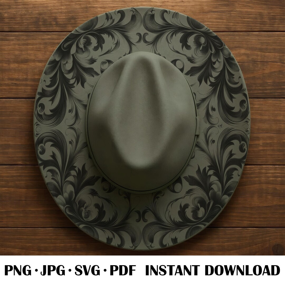 Floral Flowers Wide Brim Hat, Laser Hat Burning Design, Digital ...