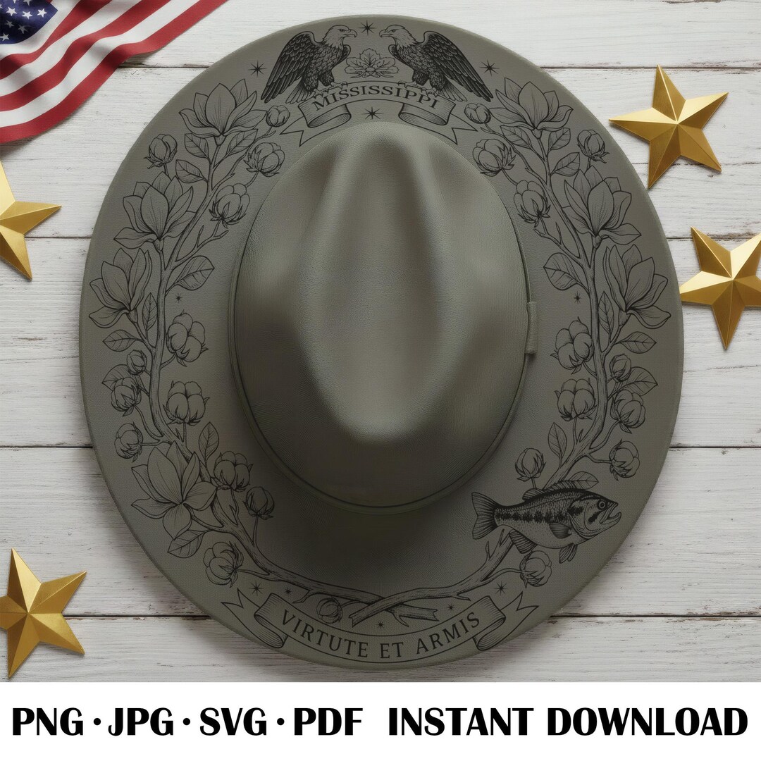 Mississippi Wide Brim Hat, Laser Hat Burning Design, Digital Download ...