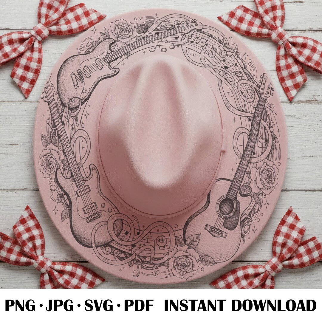 Rock Music Wide Brim Hat, Laser Hat Burning Design, Digital Download ...