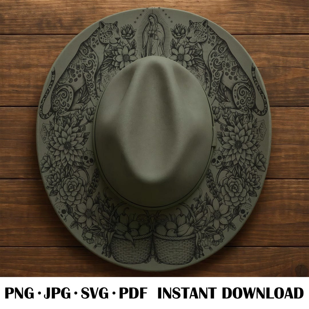 Mexico Style Wide Brim Hat, Laser Hat Burning Design, Digital Download ...