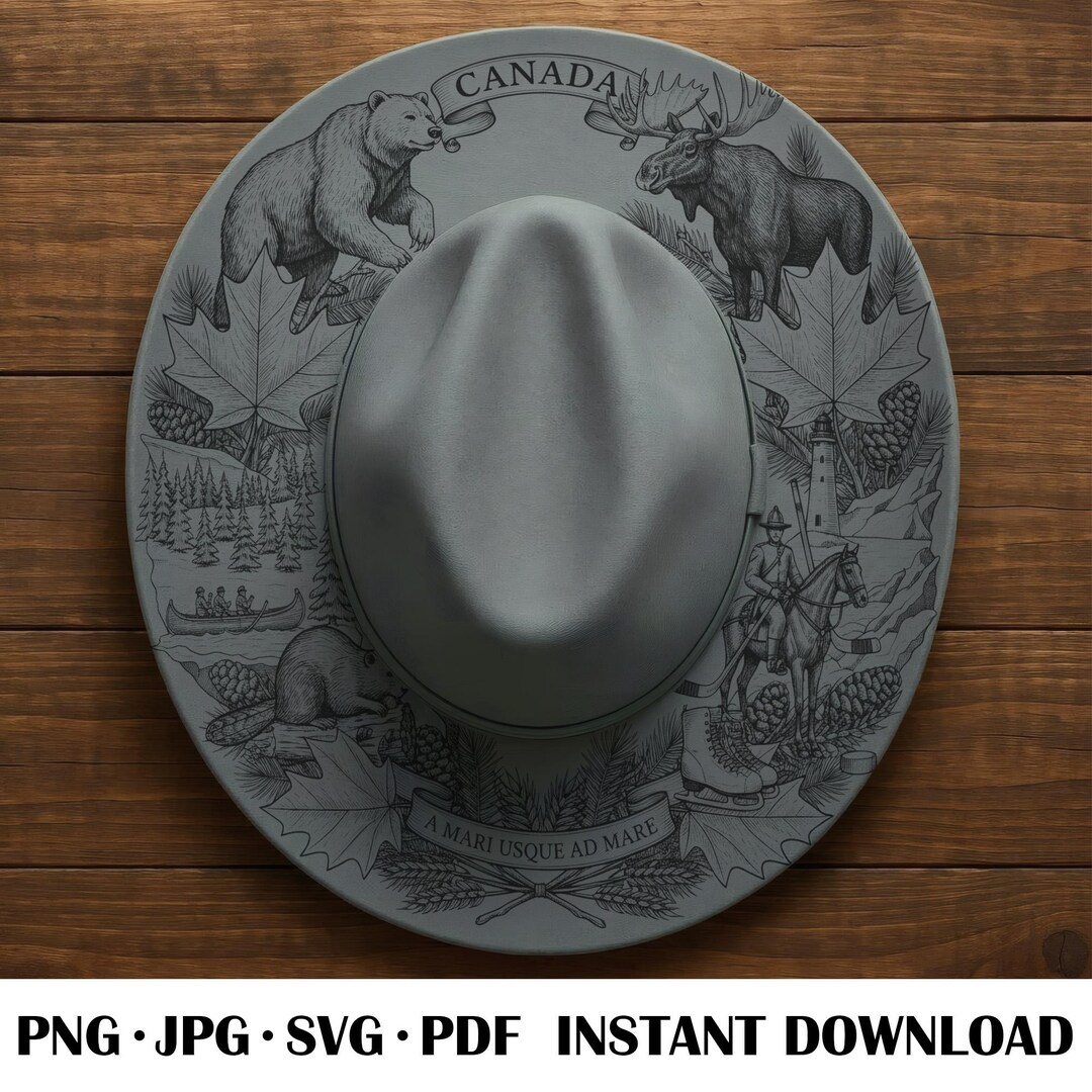 Canada Style Wide Brim Hat, Laser Hat Burning Design, Digital Download ...