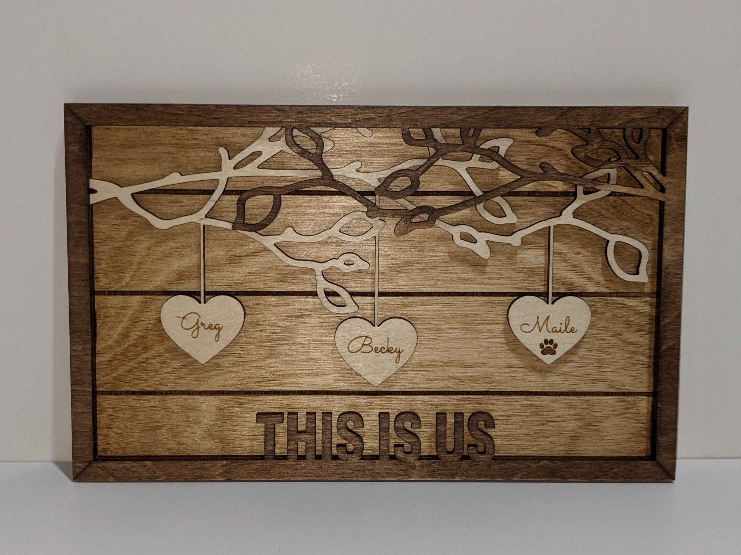 Hanging Hearts Family Sign Laser Engraved and Cut - Etsy Norway