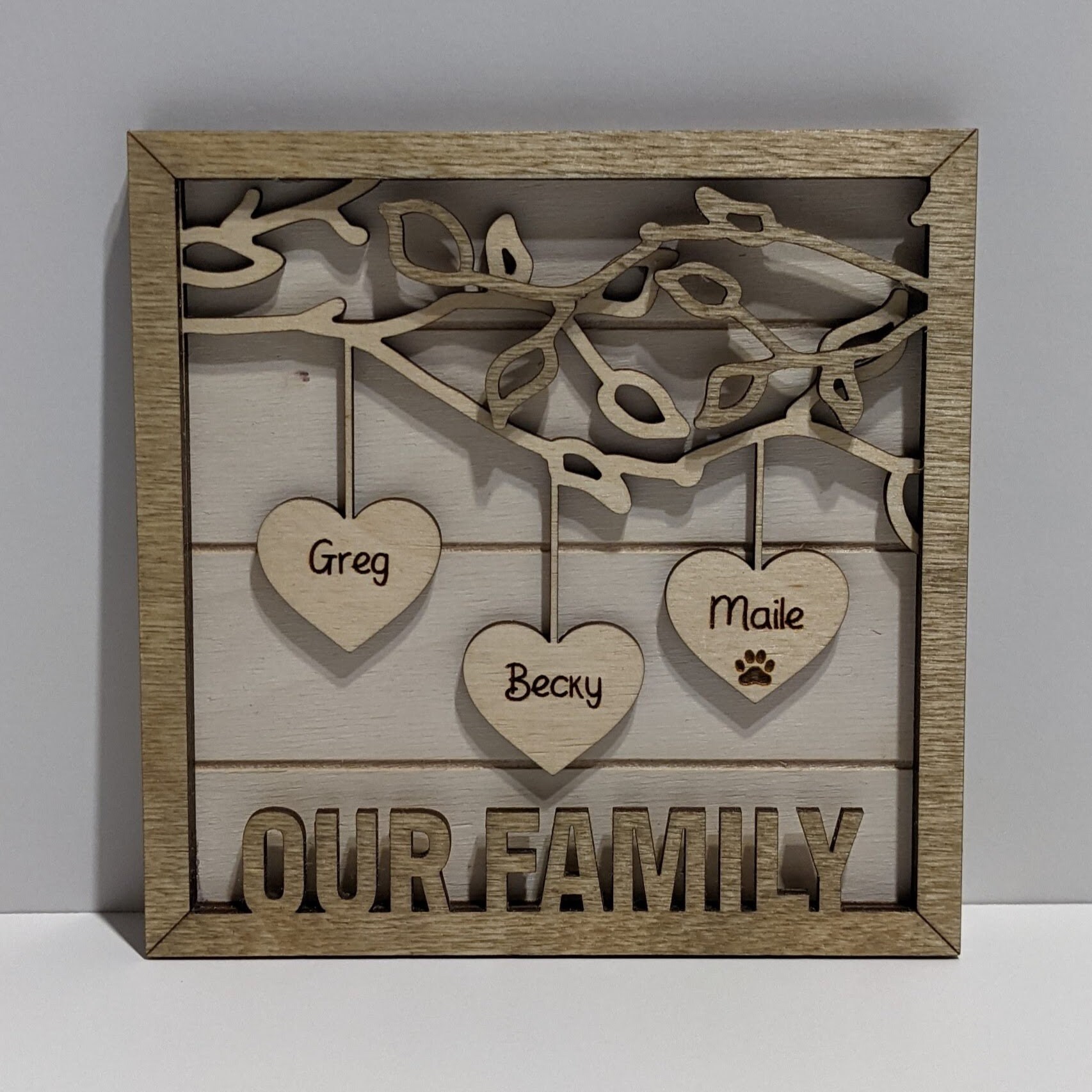 Hanging Hearts Family Sign Laser Engraved and Cut - Etsy Norway