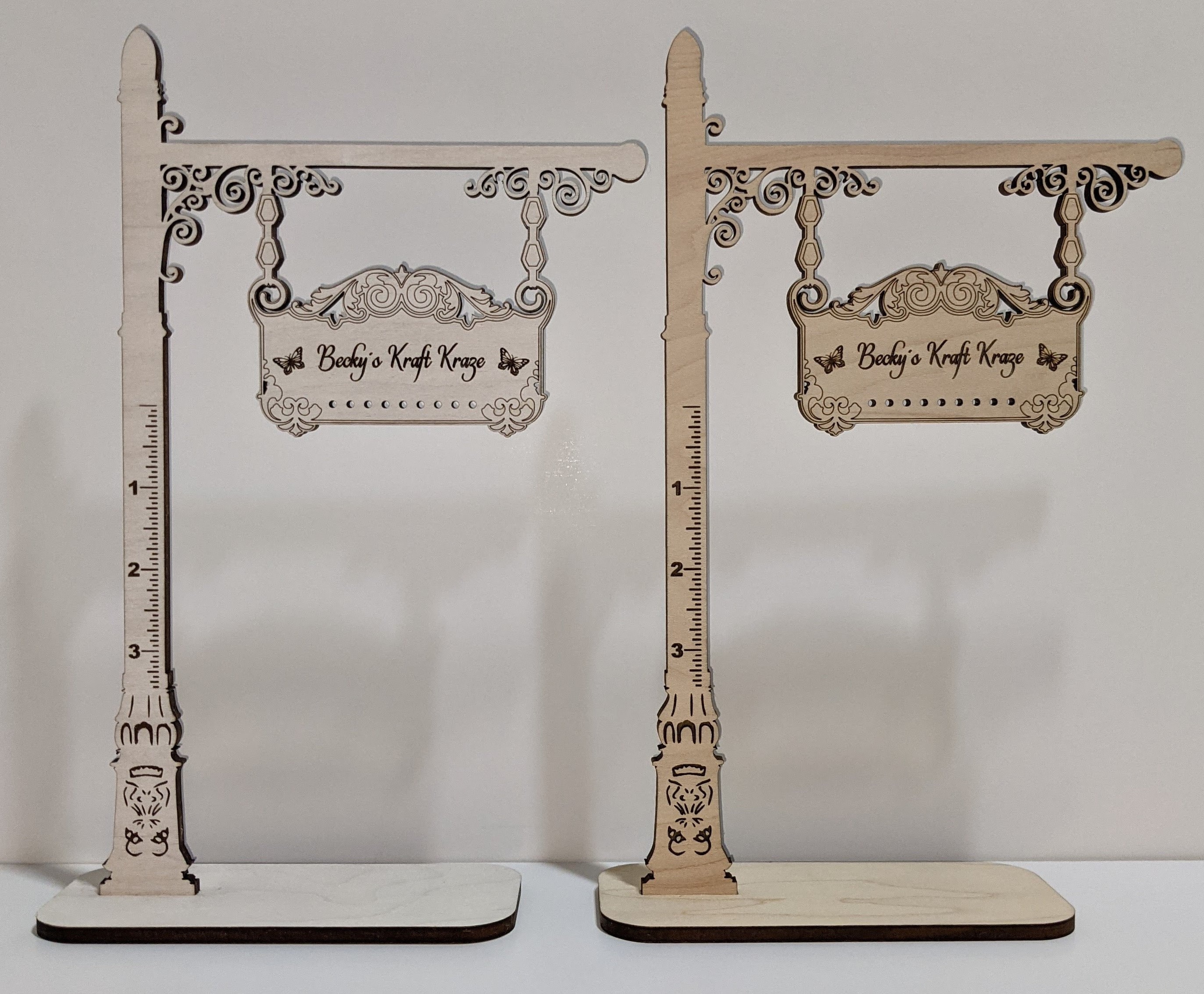 Laser Engraved and Cut Earring Photo Prop Display Stand, Vintage Sign ...