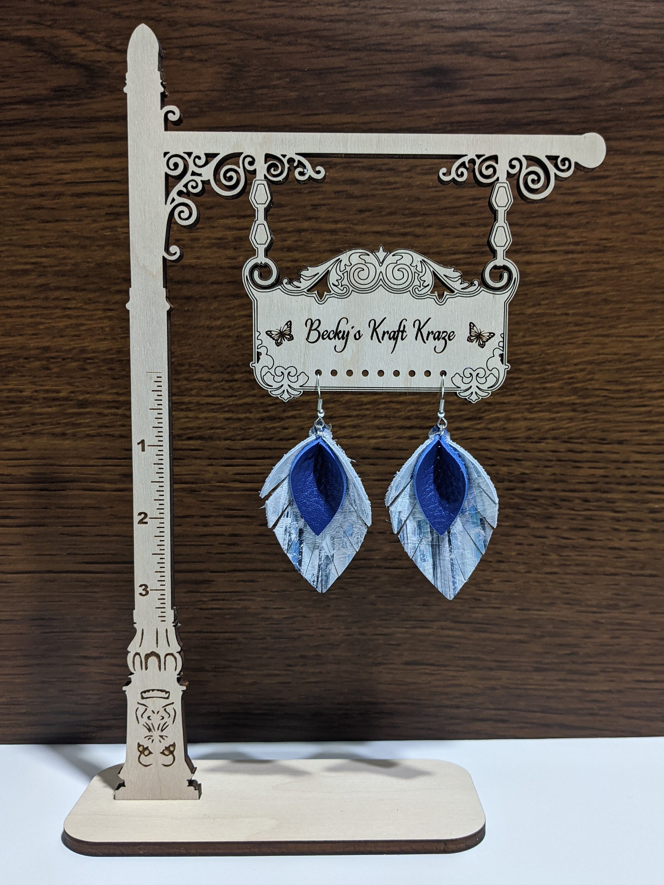 Laser Engraved and Cut Earring Photo Prop Display Stand, Vintage Sign ...