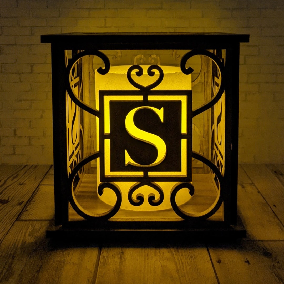 Monogram Lantern-single Letter Monogram Lantern-wood Lantern-gift for ...