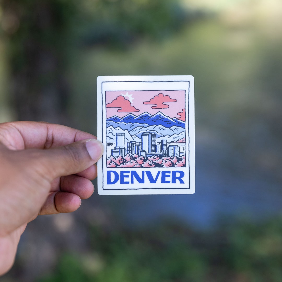 A DENVER Picture (winter) // Weatherproof Vinyl Sticker // City Skyline ...