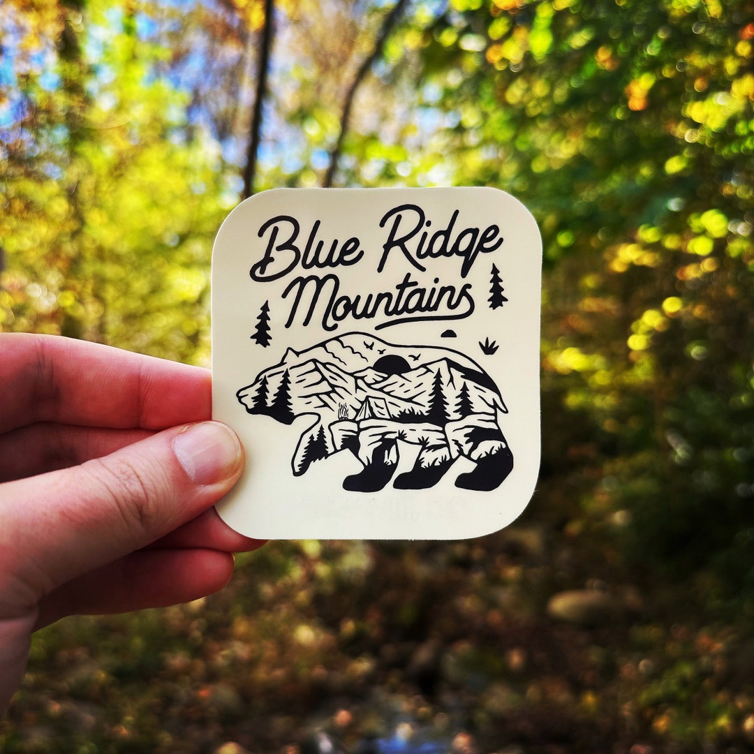 BLUE RIDGE Mountains BEAR // Weatherproof Nature Vinyl Sticker // Water ...