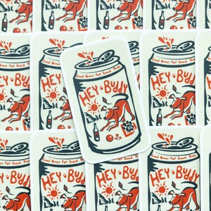 HEY BUDDY Beer // Weatherproof Vinyl DOG Sticker // Water Bottle ...