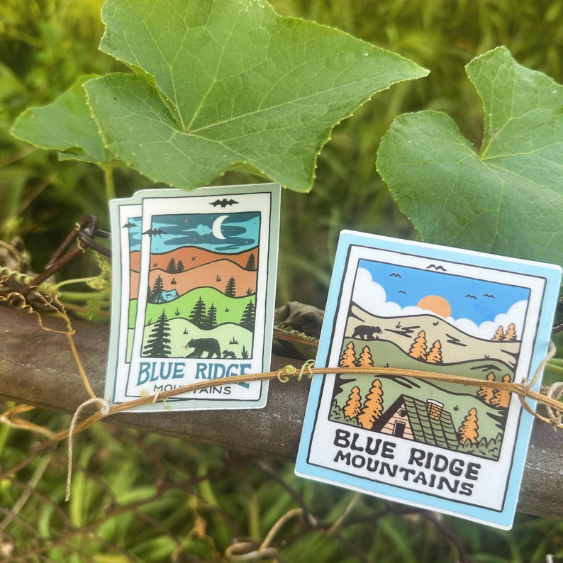 BLUE RIDGE PICTURE 4 Pack // Weatherproof Vinyl Stickers // Water ...