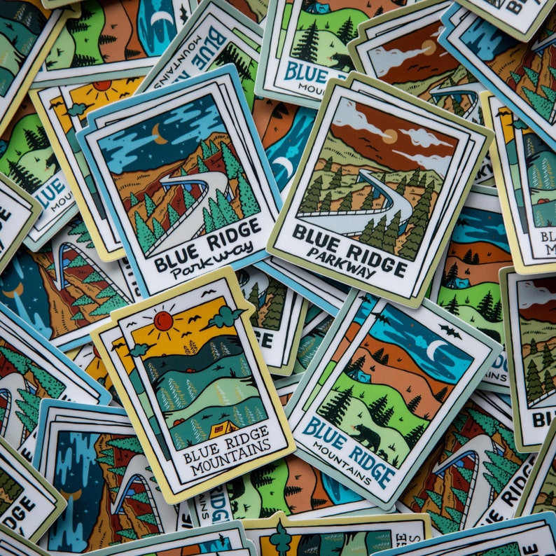 BLUE RIDGE PICTURE 4 Pack // Weatherproof Vinyl Stickers // Water ...