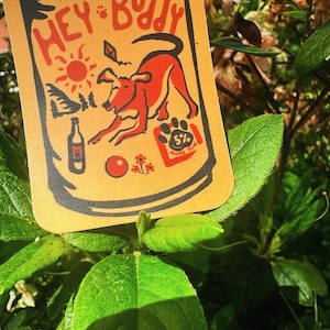 HEY BUDDY Beer // Weatherproof Vinyl DOG Sticker // Water Bottle ...