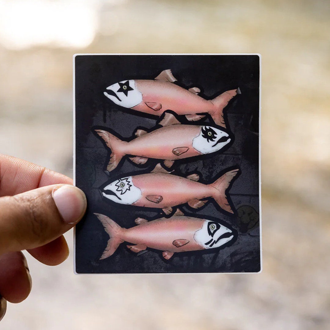 KISS FISH // Waterproof Vinyl Sticker // Water Bottle, Laptop, Notebook ...